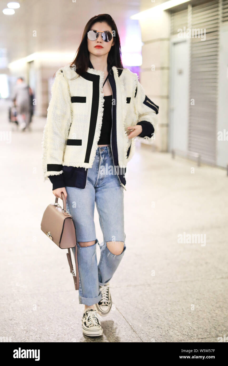Chinese supermodel He Sui arrives at an airport in Shanghai, China, 22 ...
