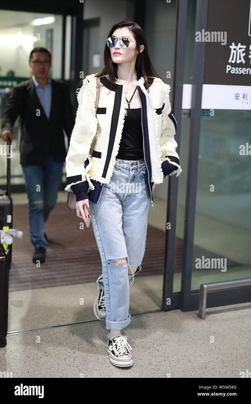 Chinese supermodel He Sui arrives at an airport in Shanghai, China, 22 ...
