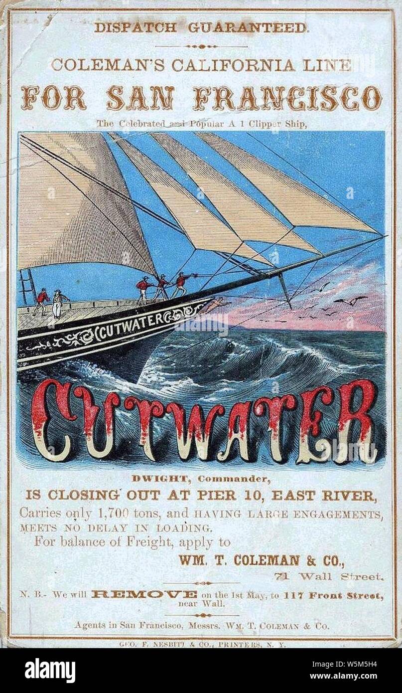 CUTWATER Clipper ship sailing card Stock Photo - Alamy