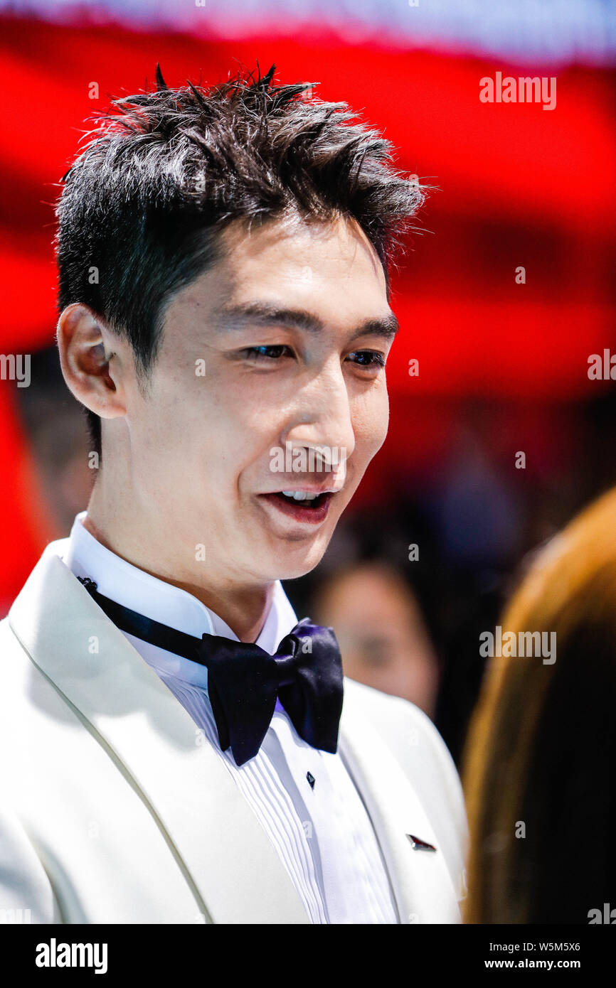 Chinese short track speed skater Wu Dajing, the winner of the men's 500 ...