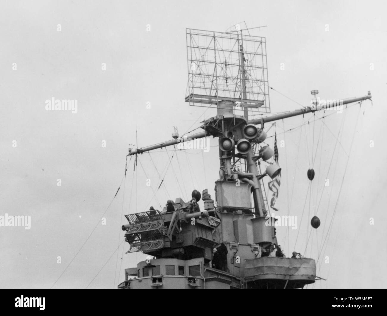 CXAM-1 radar and Mk 33 gun director aboard USS Ranger (CV-4) on 8 ...