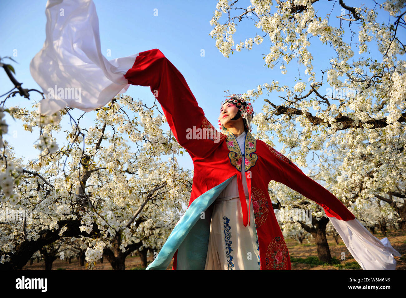 Chinese Maoqiang Opera inheritor An Fengxia, dressed in traditional ...