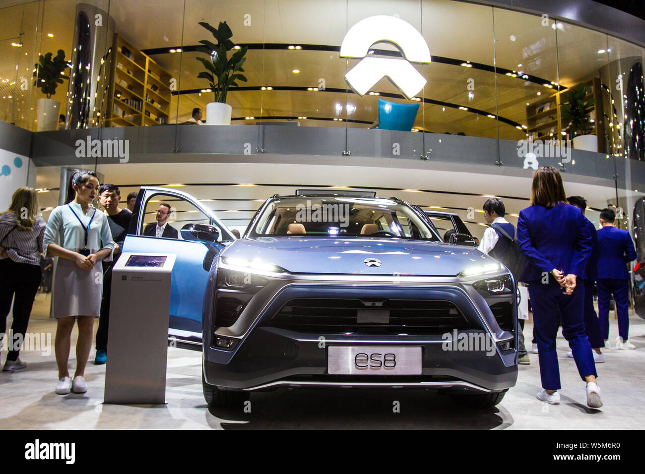 A NIO ES8 electric SUV of NextEV is on display during the 18th Shanghai International Automobile ...