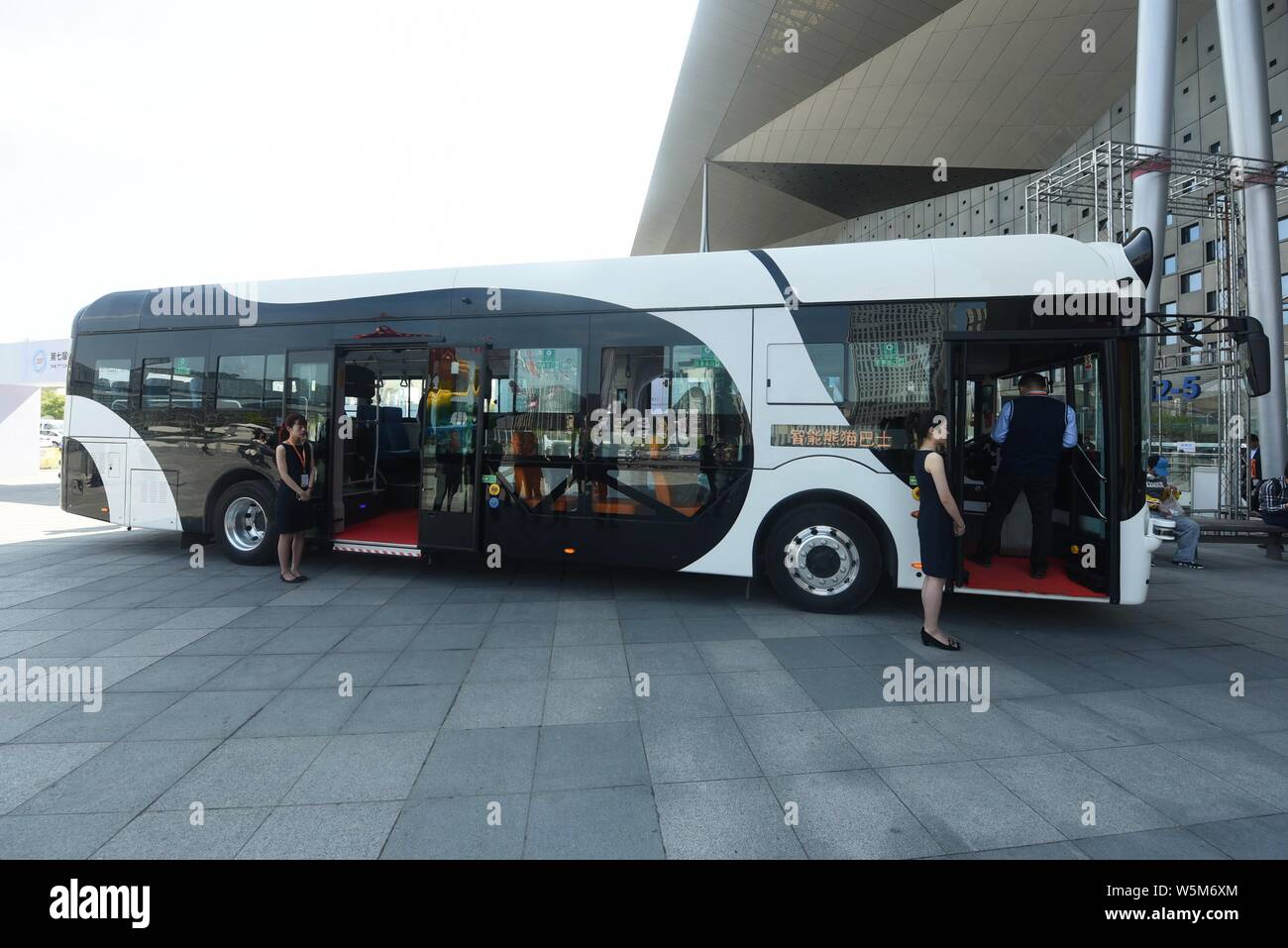 A Smart Panda Bus autonomous vehicle developed by DeepBlue Technology ...