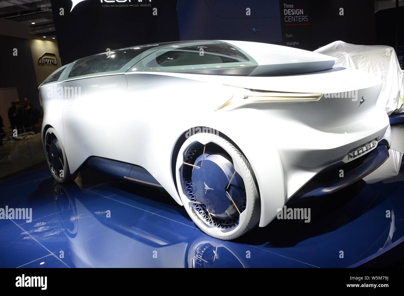 An Icona Nucleus self-driving electric concept car is displayed during ...