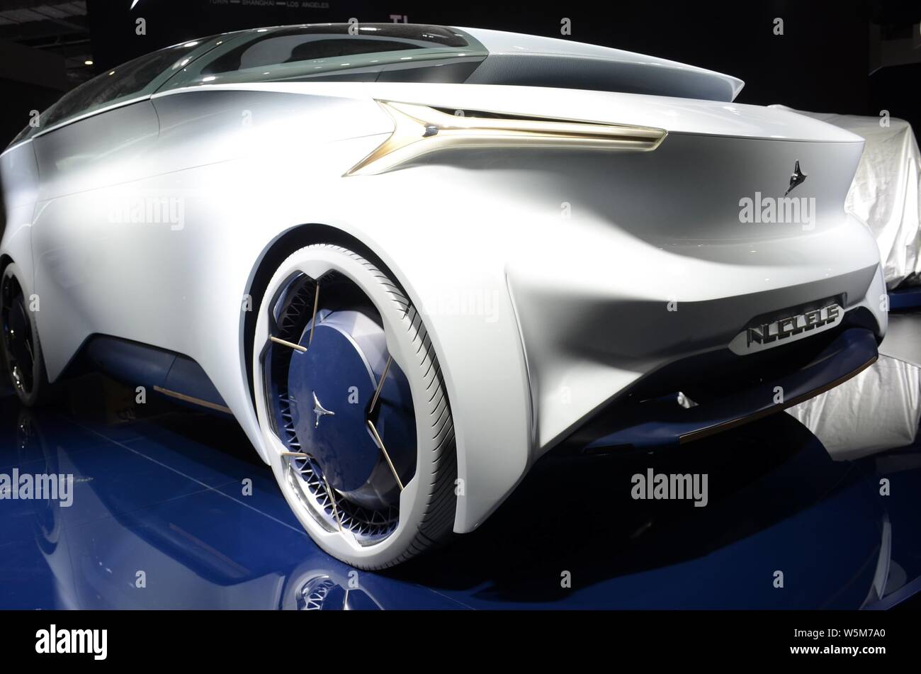 An Icona Nucleus self-driving electric concept car is displayed during ...