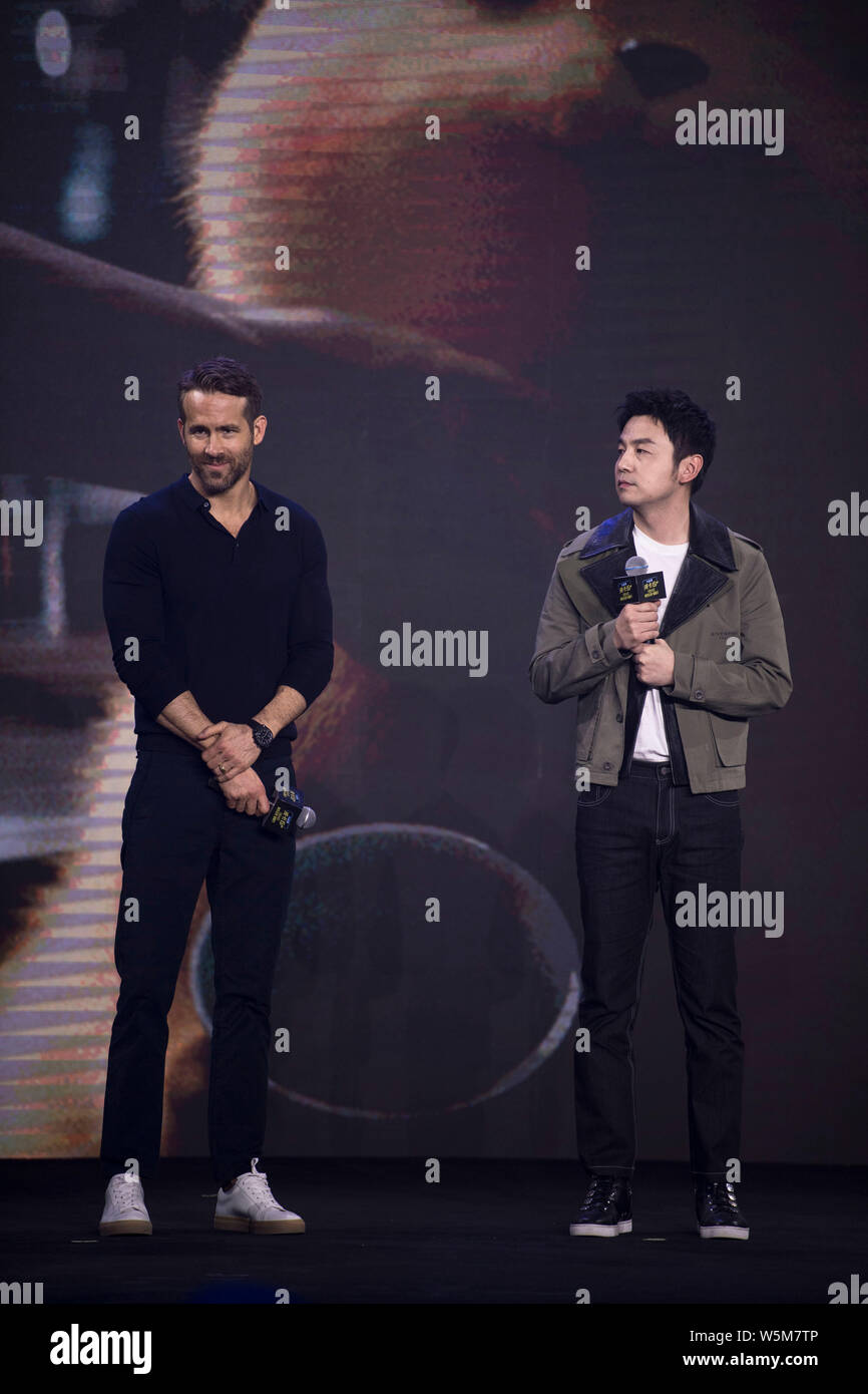 Canadian-American actor Ryan Reynolds, left, and Chinese actor Lei ...
