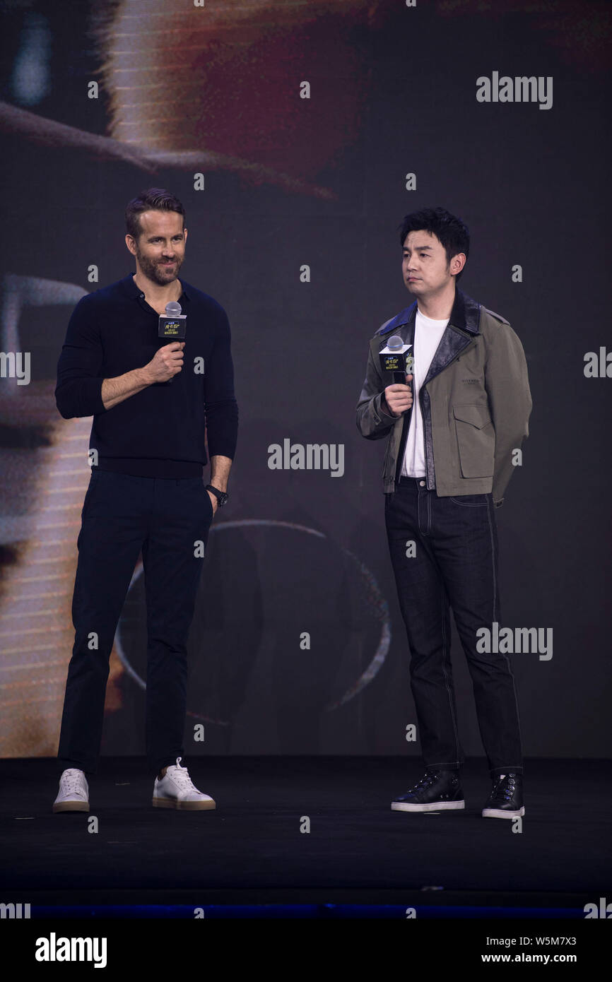 Canadian-American actor Ryan Reynolds, left, and Chinese actor Lei ...