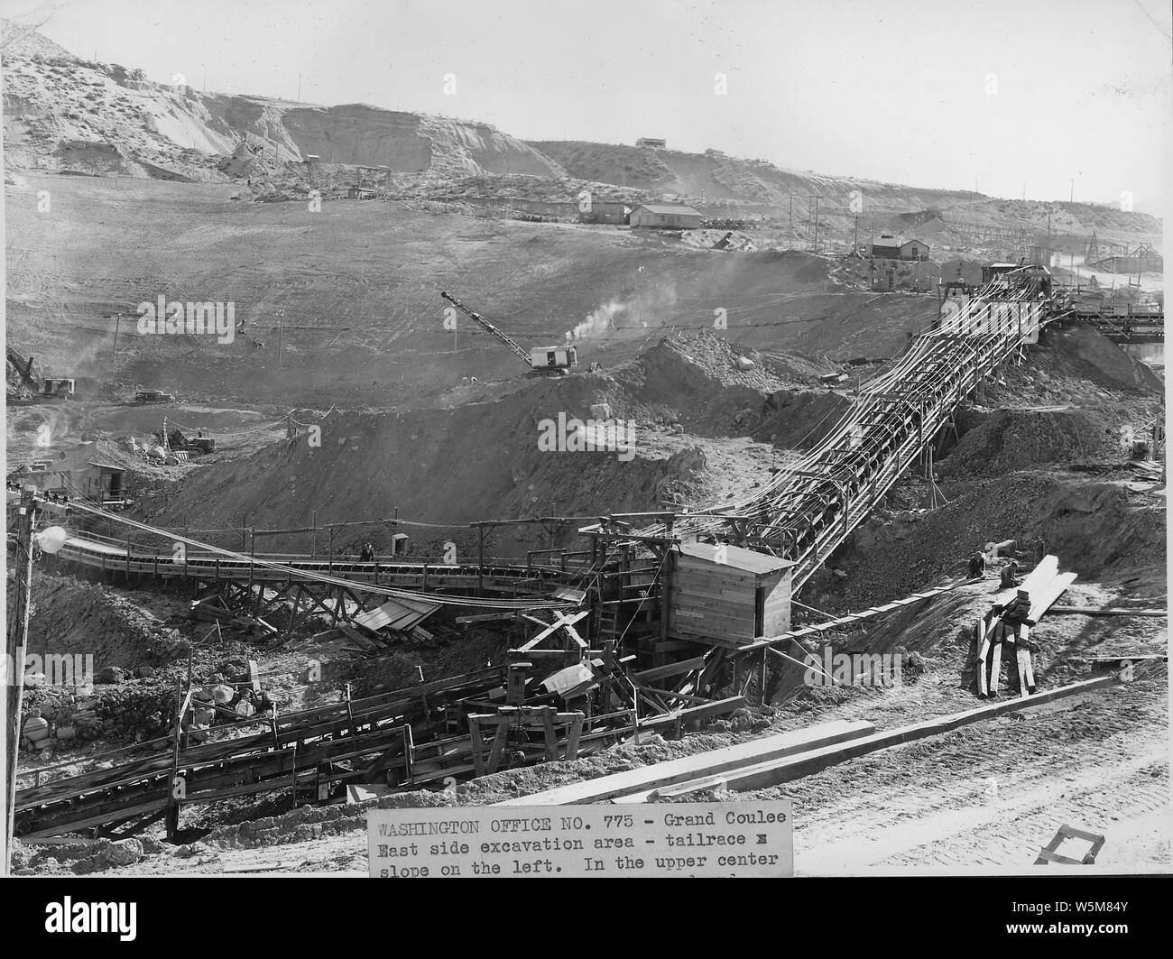 East side excavation area - tailrace slope on the left. In the upper ...