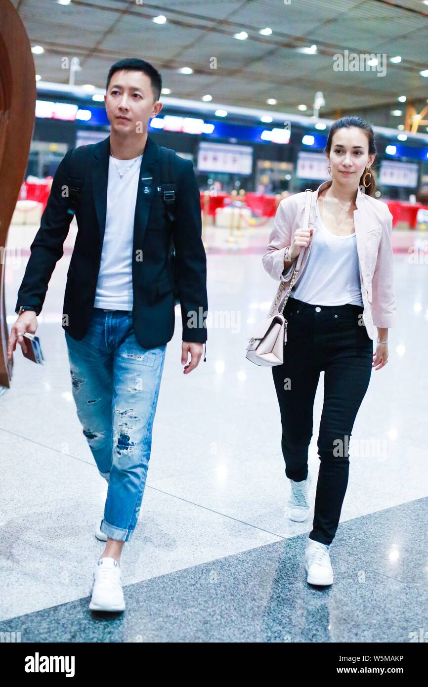 Chinese actor Han Geng, left, and his American actress girlfriend ...