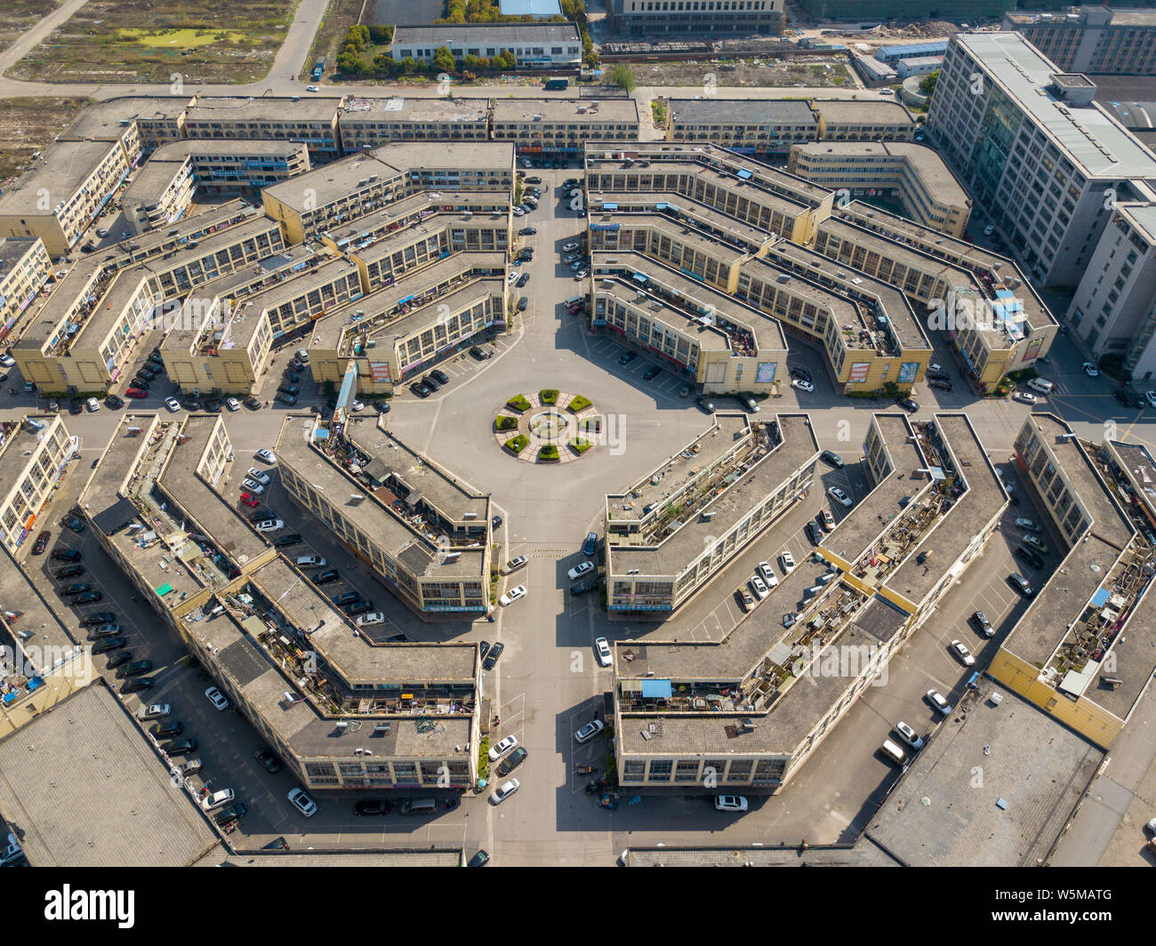 Aerial view of the Sijing Songjiang Steel City arrayed in the shape of ...