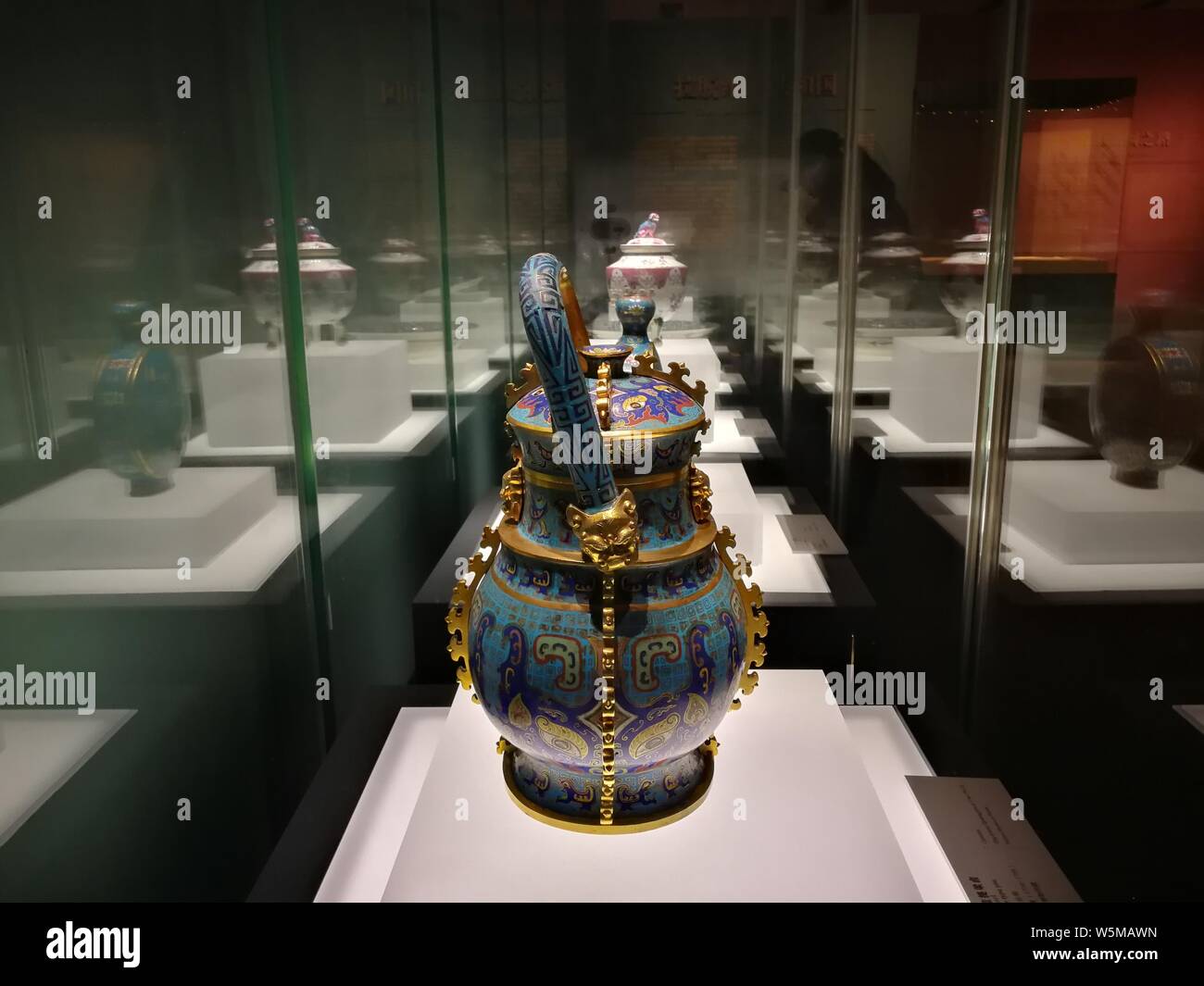 View of cultural relics on display at the Exhibition of treasures from ...