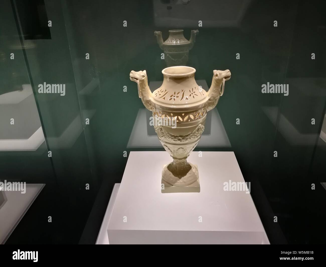 View of cultural relics on display at the Exhibition of treasures from ...