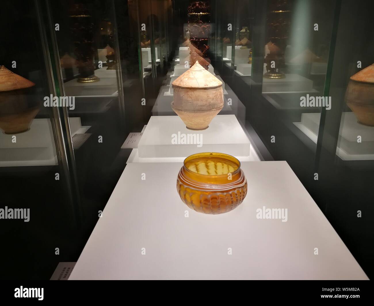 View of cultural relics on display at the Exhibition of treasures from ...