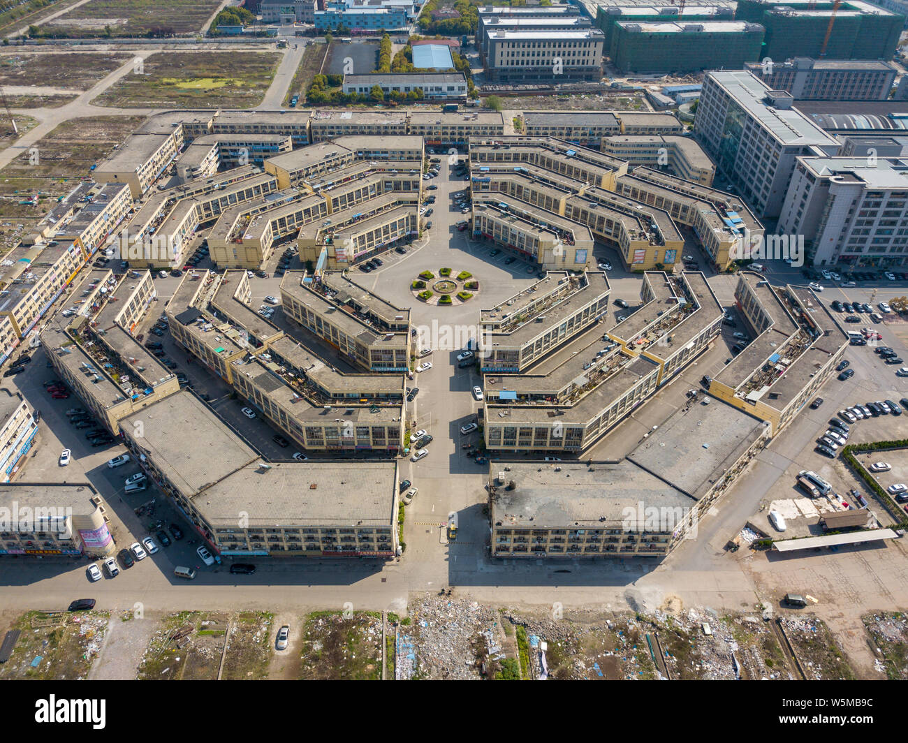Aerial view of the Sijing Songjiang Steel City arrayed in the shape of ...