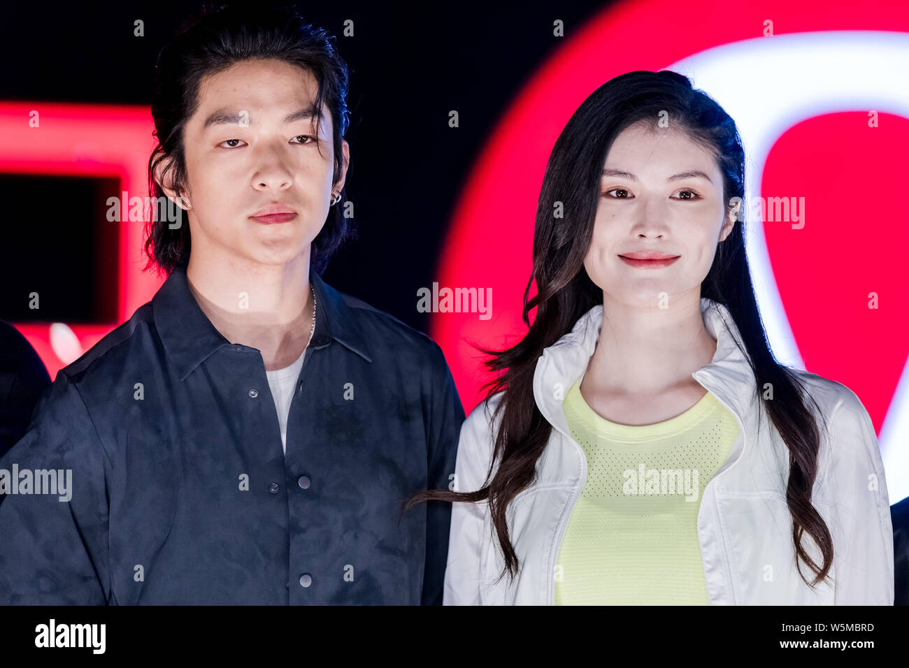 Chinese model He Sui, right, and actor Qu Chuxiao attend the Tmall ...