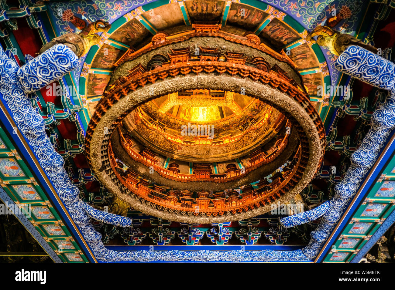 View of the ceiling of Longfu Temple in the Beijing Ancient ...
