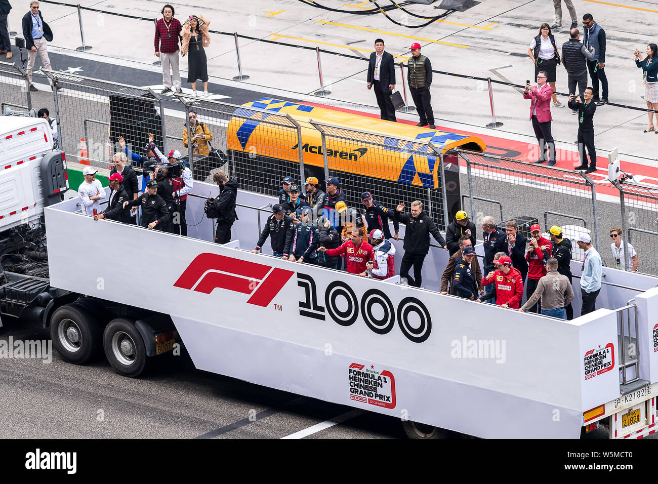 Formula One drivers attend the drivers parade before the start of the ...