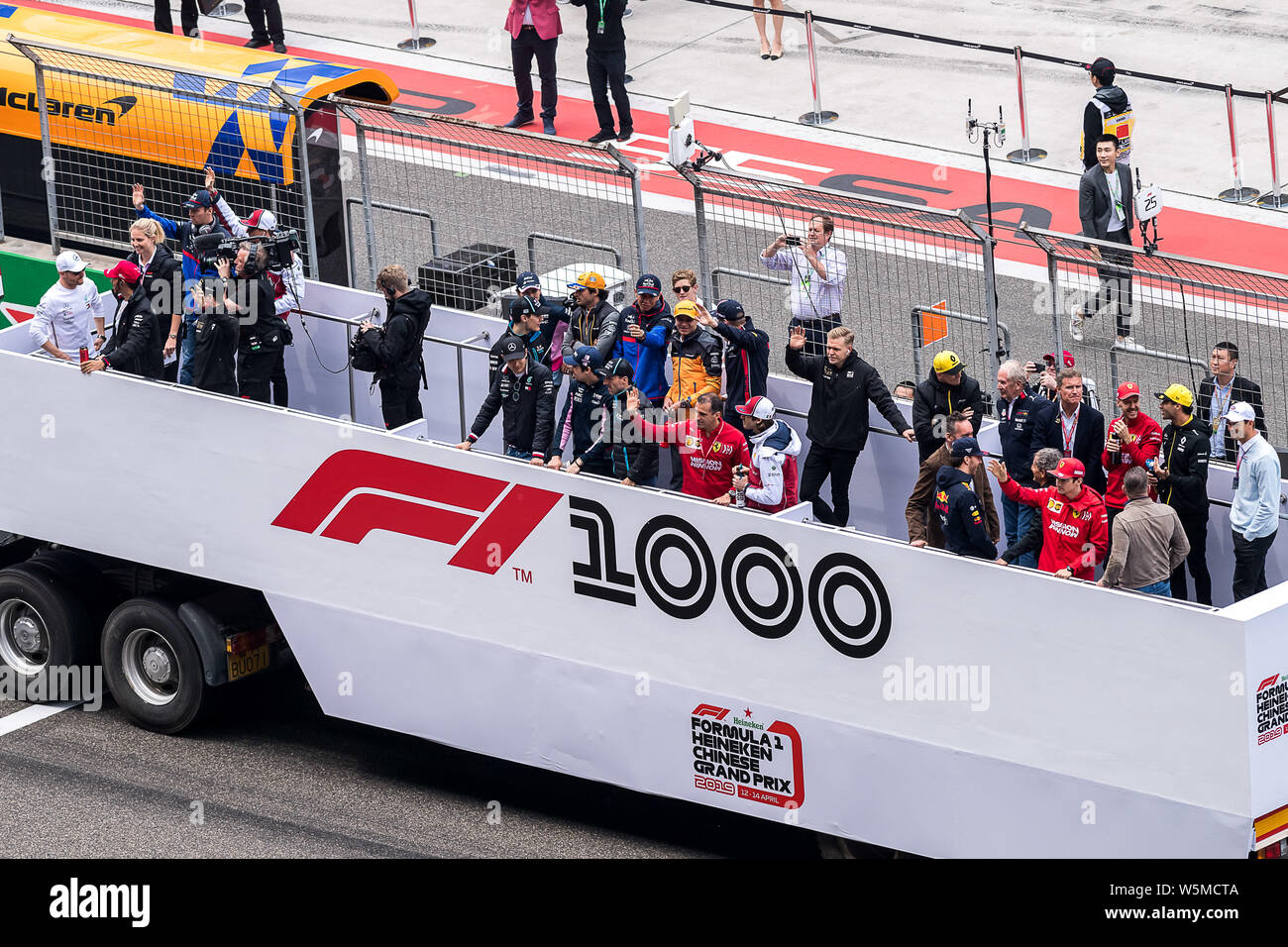 Formula One drivers attend the drivers parade before the start of the ...