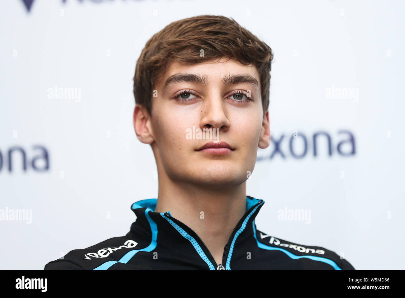 British Formula One driver George Russell of Williams team attends the ...