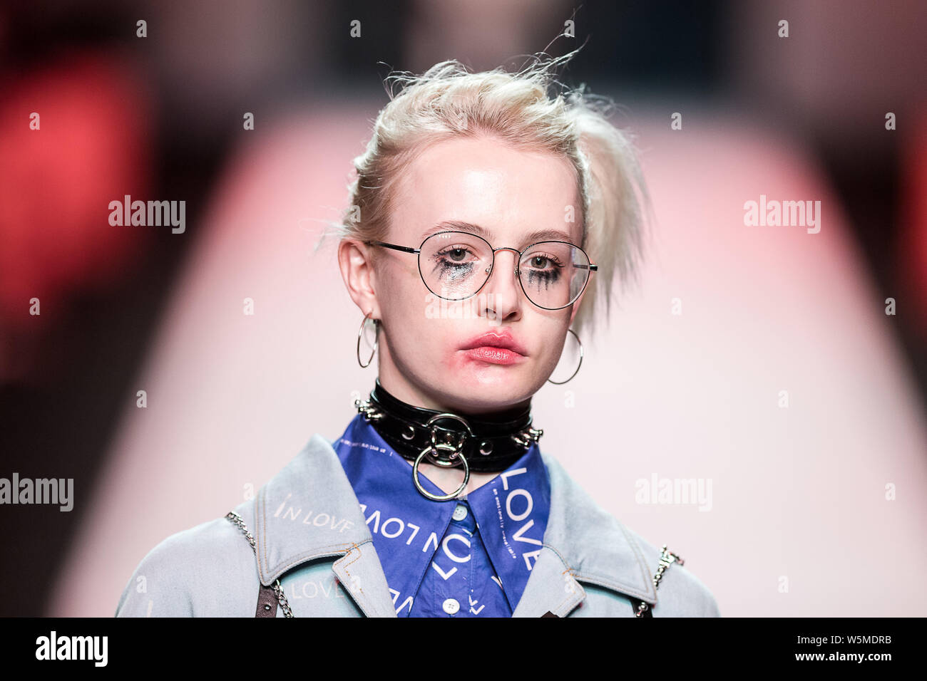 A model displays a new creation at the Devil Beauty show during the ...