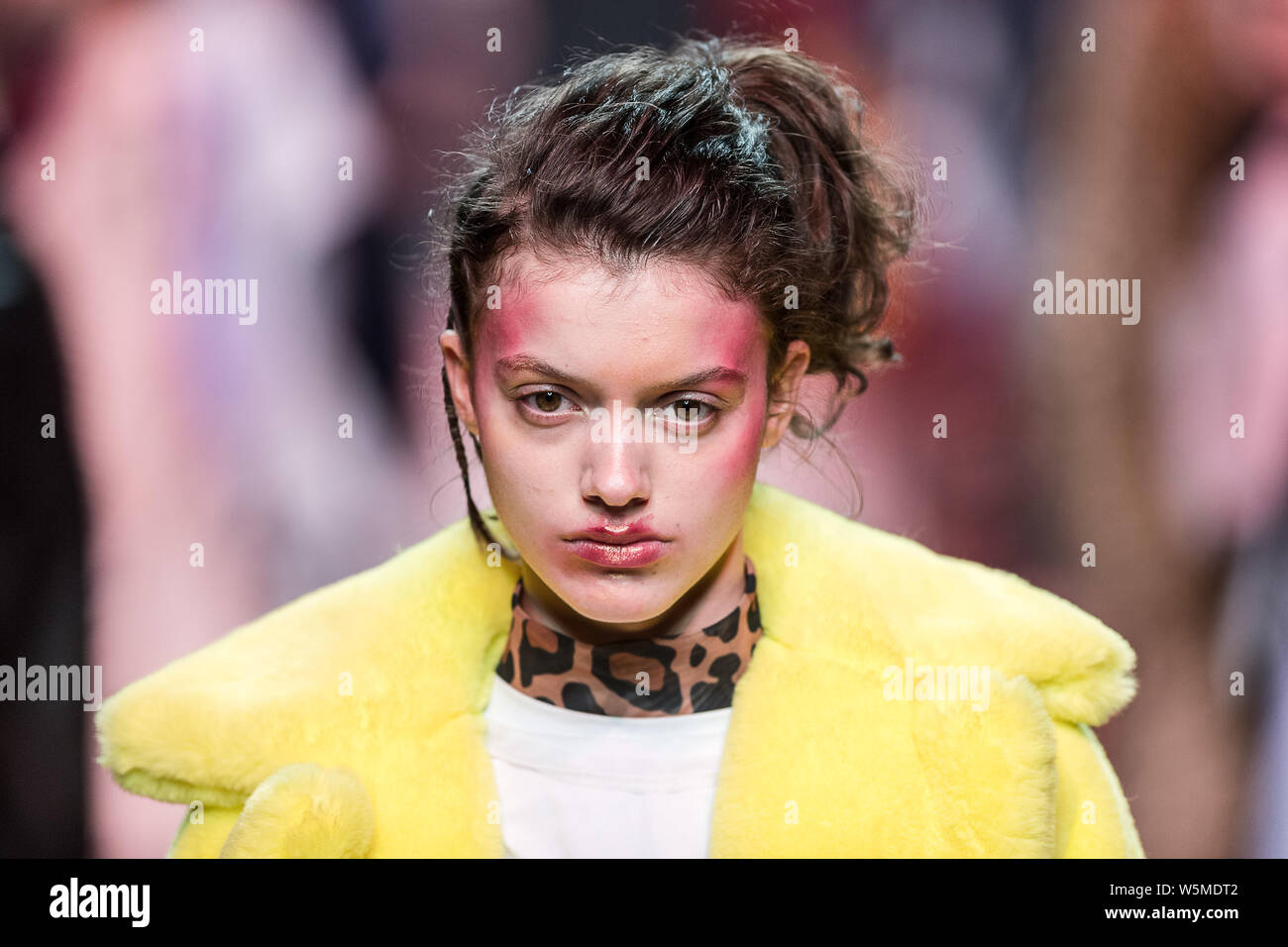 A model displays a new creation at the Devil Beauty show during the ...