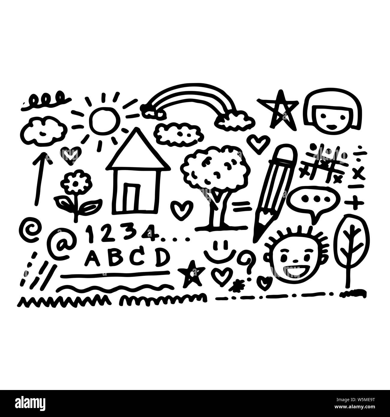 Children hand draw doodle icon Stock Vector Image & Art - Alamy