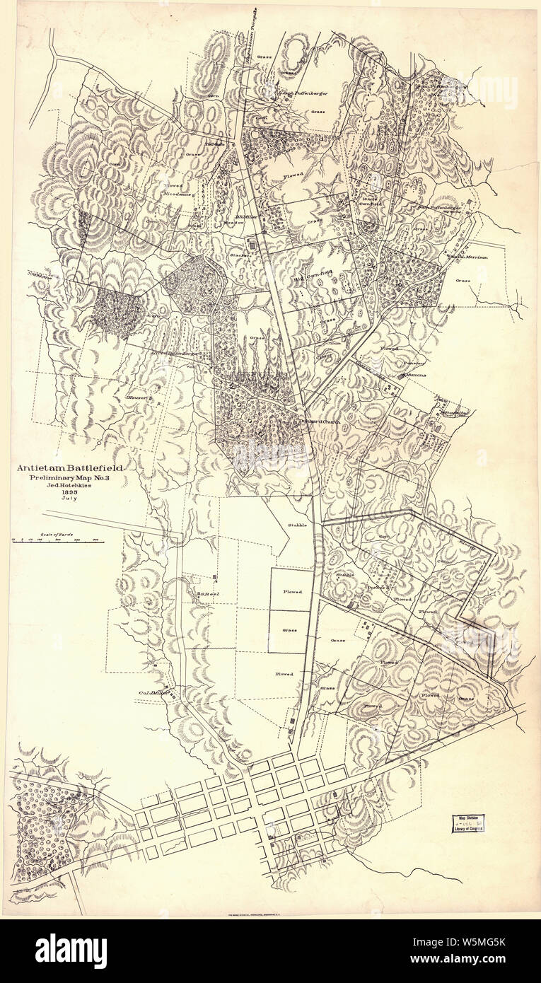Civil War Maps 0036 Antietam battlefield Preliminary map no 3 Rebuild ...