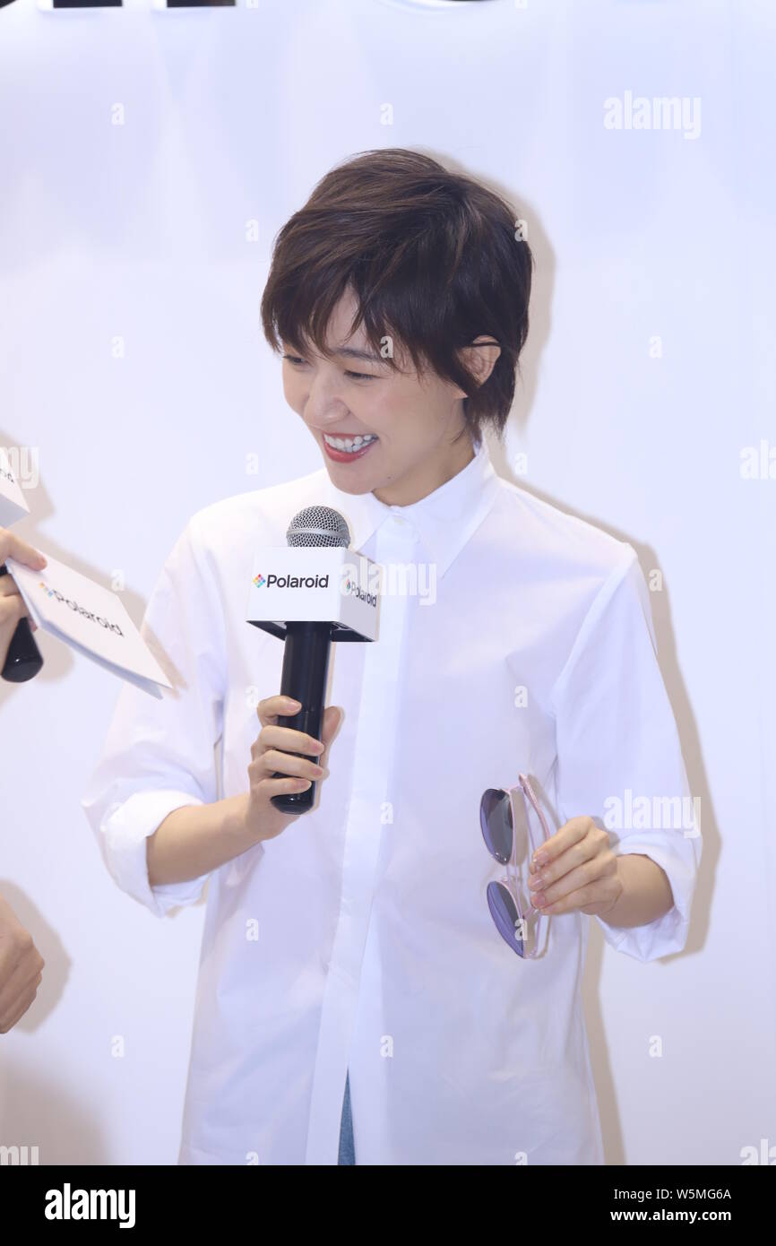 Chinese actress Jiao Junyan attends a brand event in Shanghai, China ...