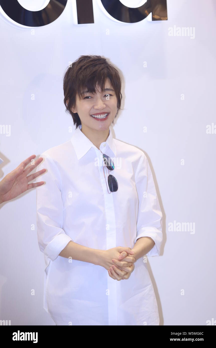 Chinese actress Jiao Junyan attends a brand event in Shanghai, China ...