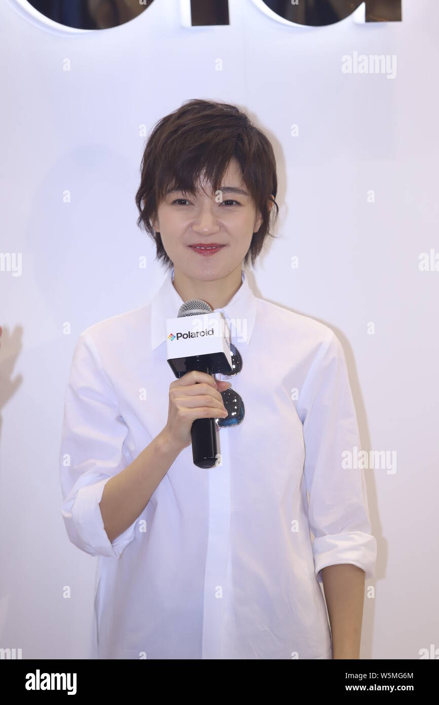 Chinese actress Jiao Junyan attends a brand event in Shanghai, China ...