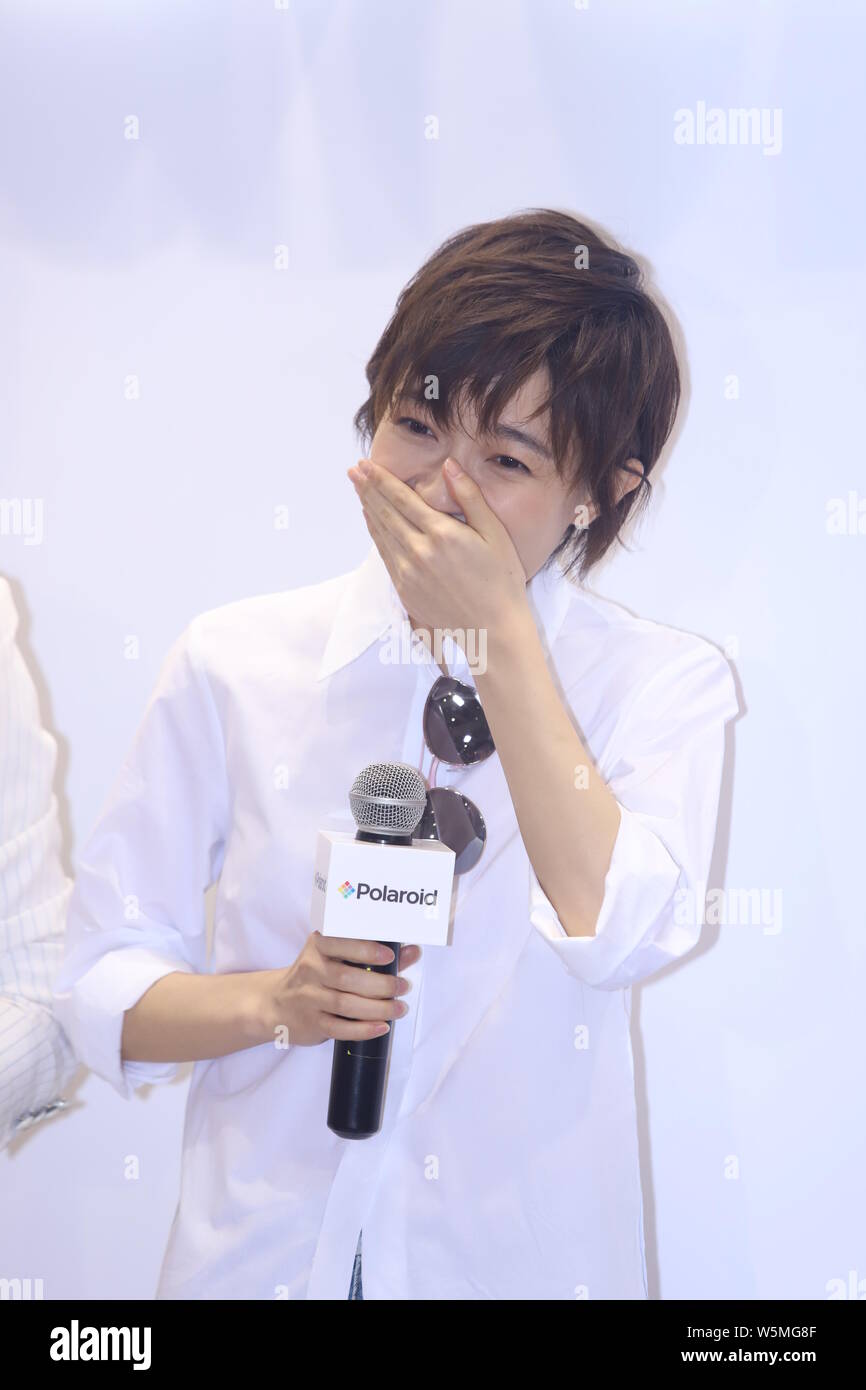 Chinese actress Jiao Junyan attends a brand event in Shanghai, China ...