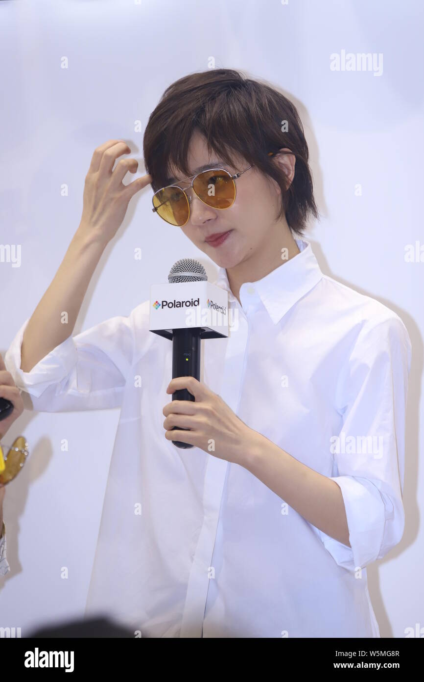 Chinese actress Jiao Junyan attends a brand event in Shanghai, China ...
