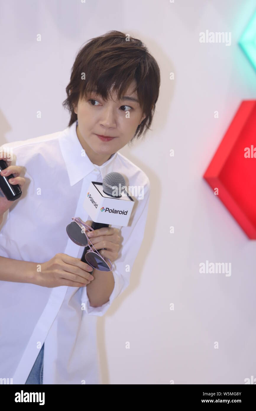 Chinese actress Jiao Junyan attends a brand event in Shanghai, China ...