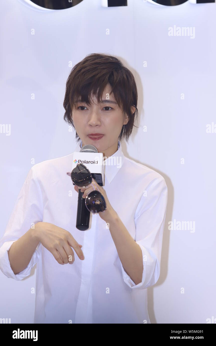 Chinese actress Jiao Junyan attends a brand event in Shanghai, China ...