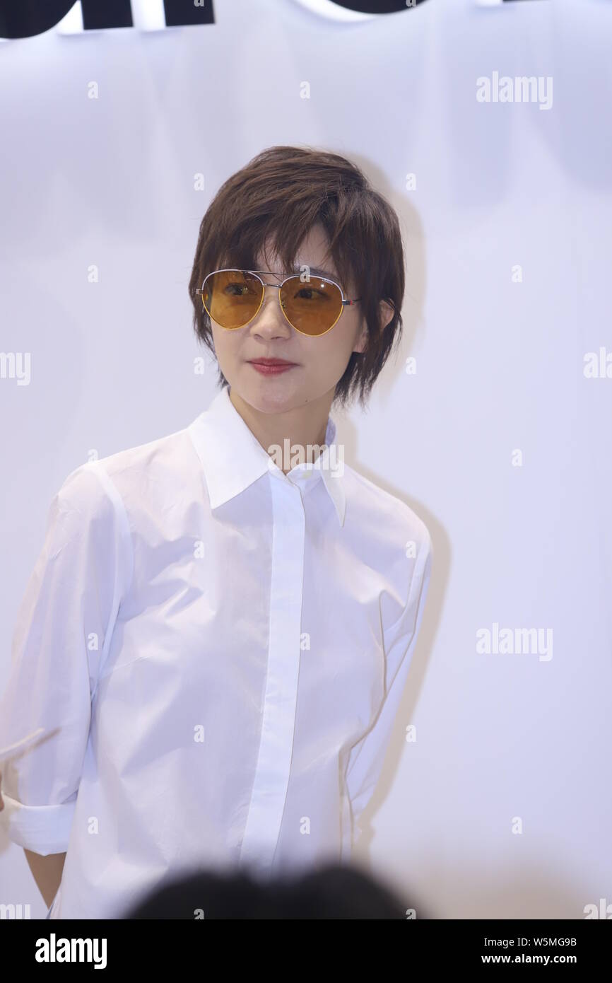 Chinese actress Jiao Junyan attends a brand event in Shanghai, China ...