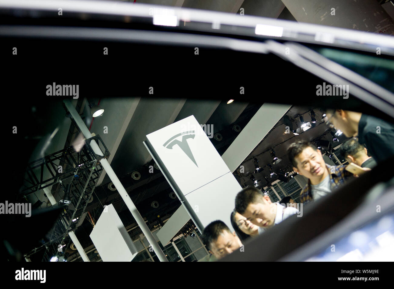 --FILE--People visit the stand of Tesla during the 16th China ...