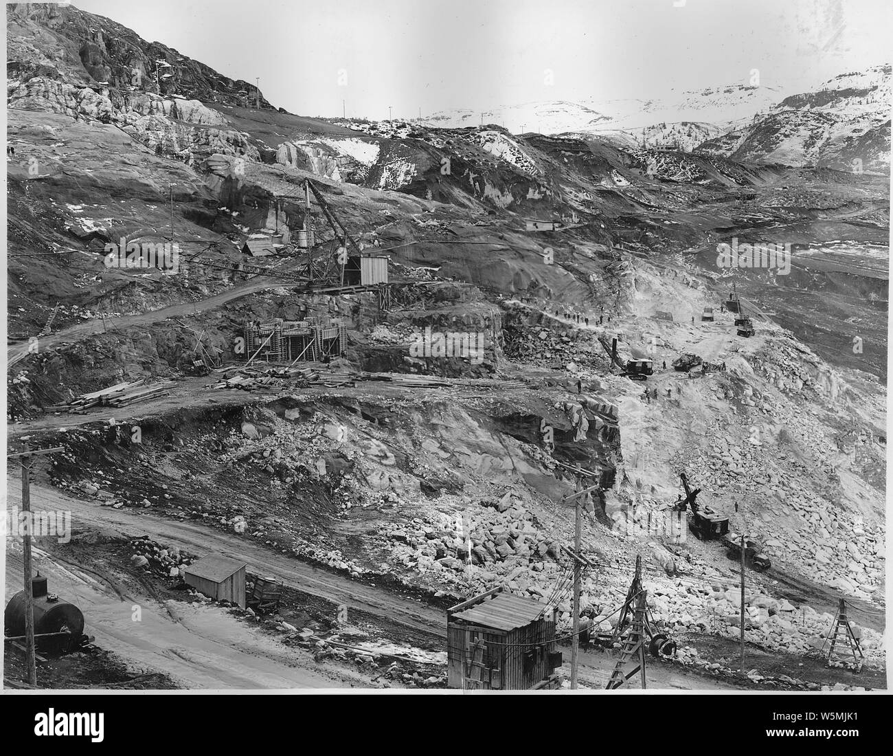 Excavation operations on the east side. The upper shovel is working at ...