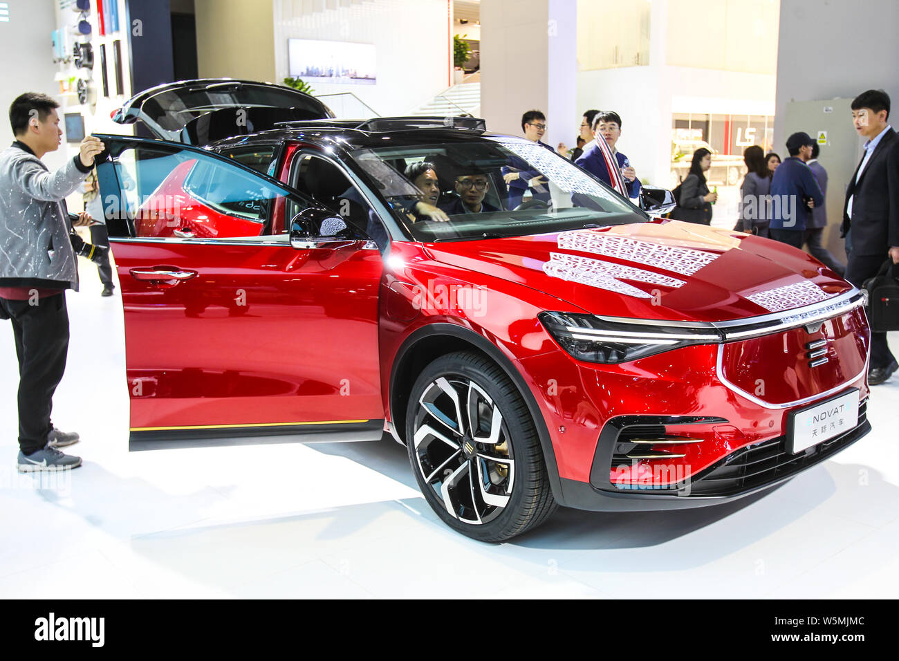A Enovate ME7 luxury smart electric SUV is displayed during the 18th Shanghai International ...