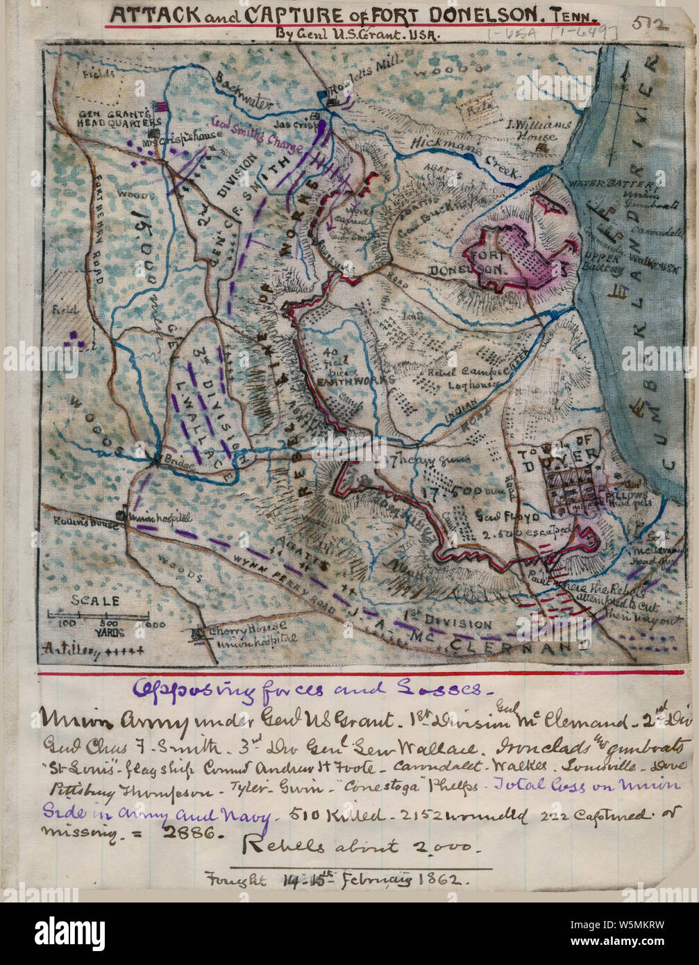 Civil War Maps 0079 Attack and capture of Fort Donelson Tenn by Genl US ...