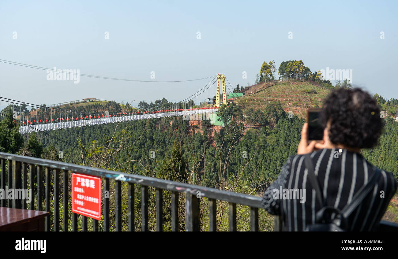 Aerial view of a new glass-bottomed bridge to open to tourists around ...