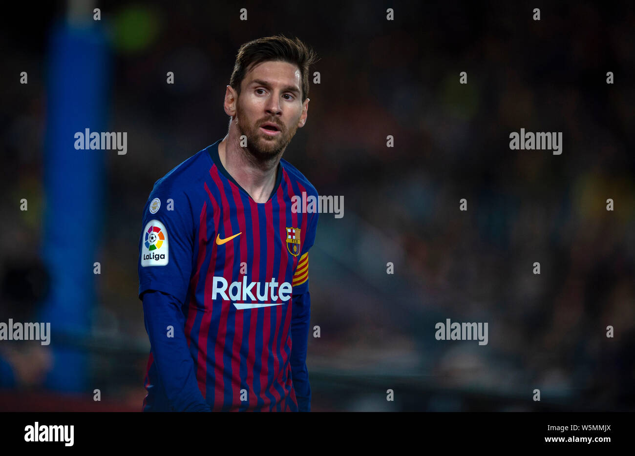 Lionel Messi of FC Barcelona reacts during the 31st round match of the ...