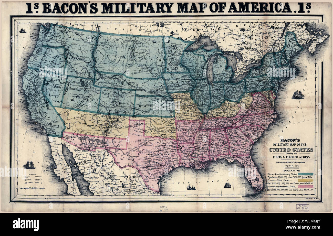 Civil War Maps 0086 Bacon's military map of the United States shewing ...