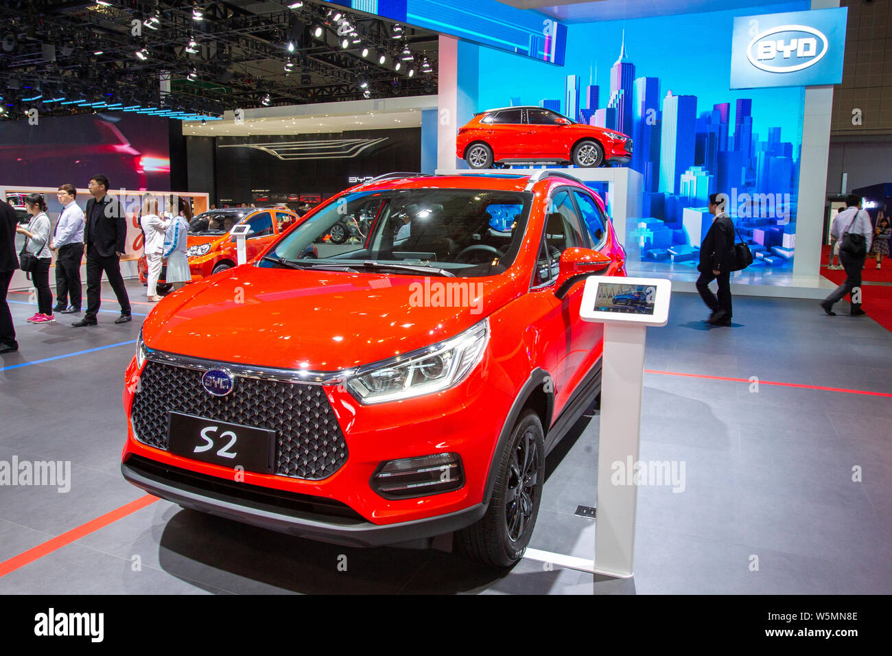 --FILE--A BYD S2 electric vehicle (EV) is displayed during the 18th ...
