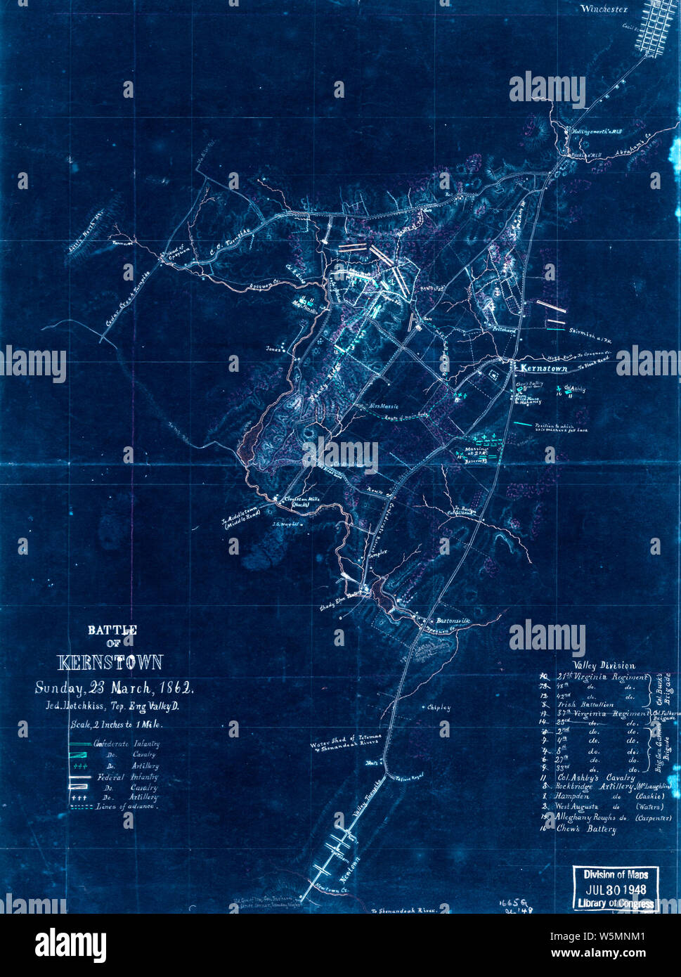 Civil War Maps 0137 Battle of Kernstown Sunday 23 March 1862 Inverted ...