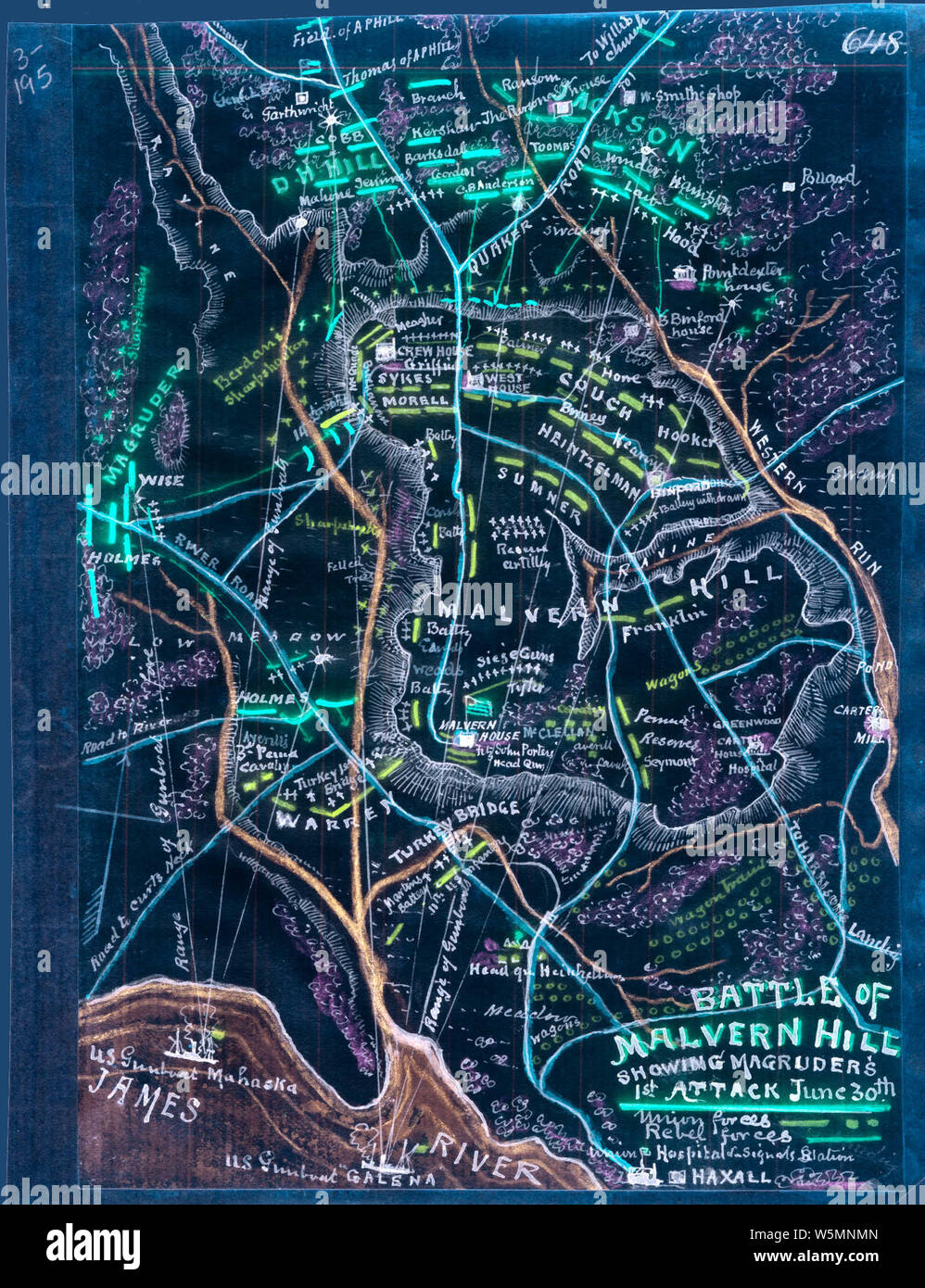 Civil War Maps 0139 Battle of Malvern Hill showing Magruder's 1st ...