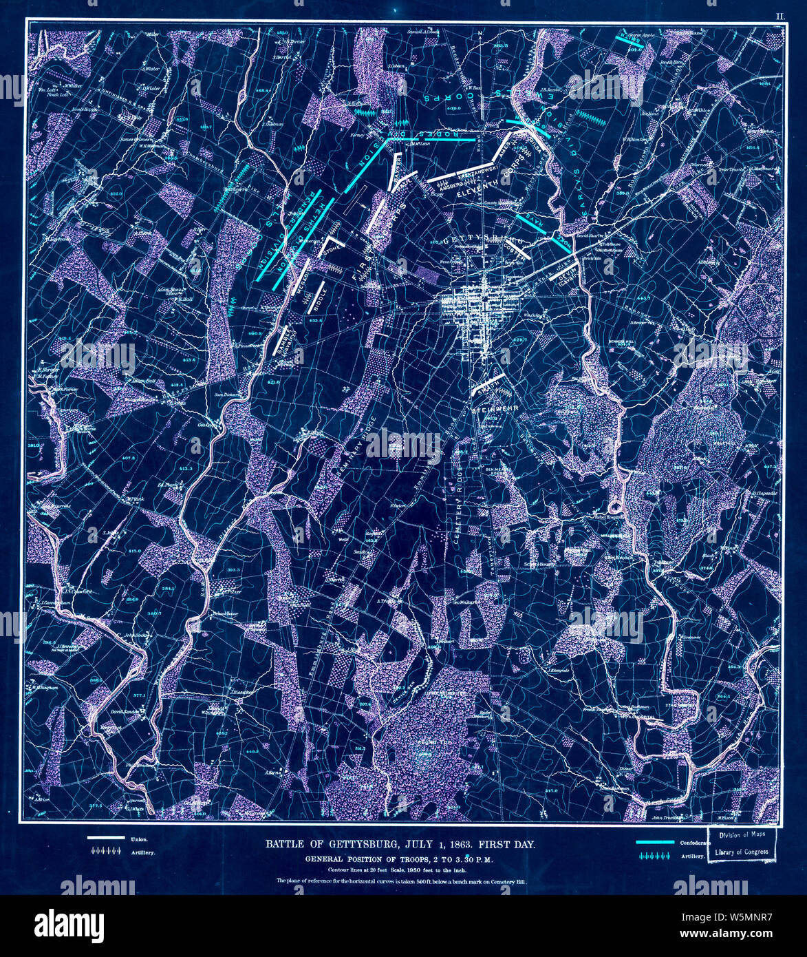 Civil War Maps 0132 Battle of Gettysburg July 1 1863 First day General ...