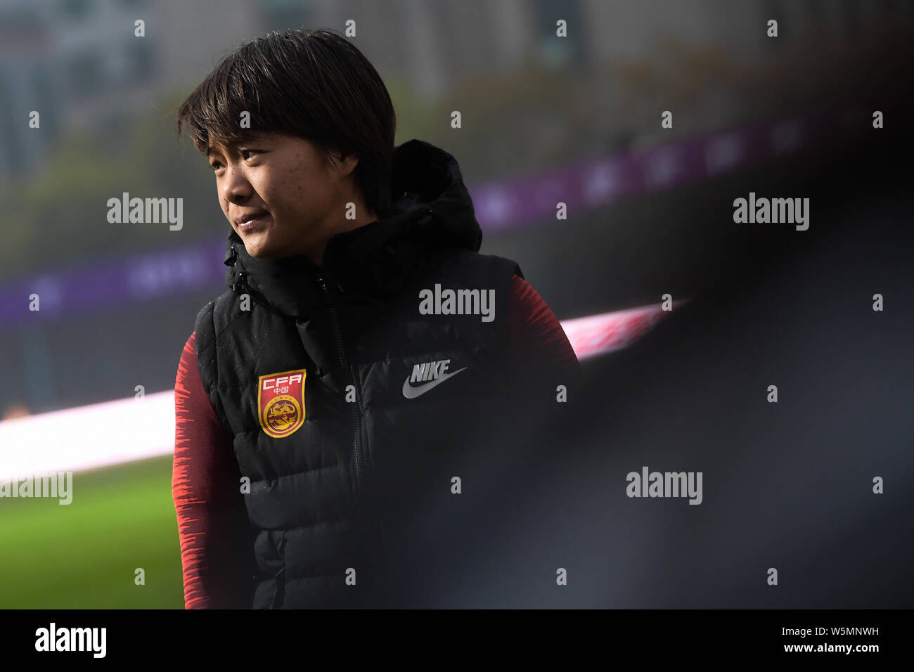 Chinese Women's National Team footballer Wang Shuang takes part in a ...
