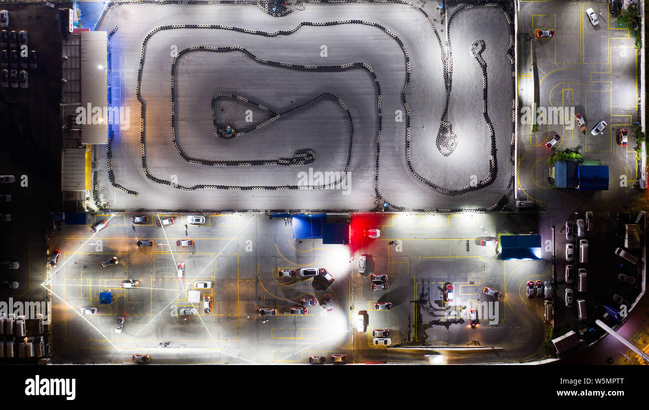 Aerial view of a Karting speedway featuring shape of intestines in ...