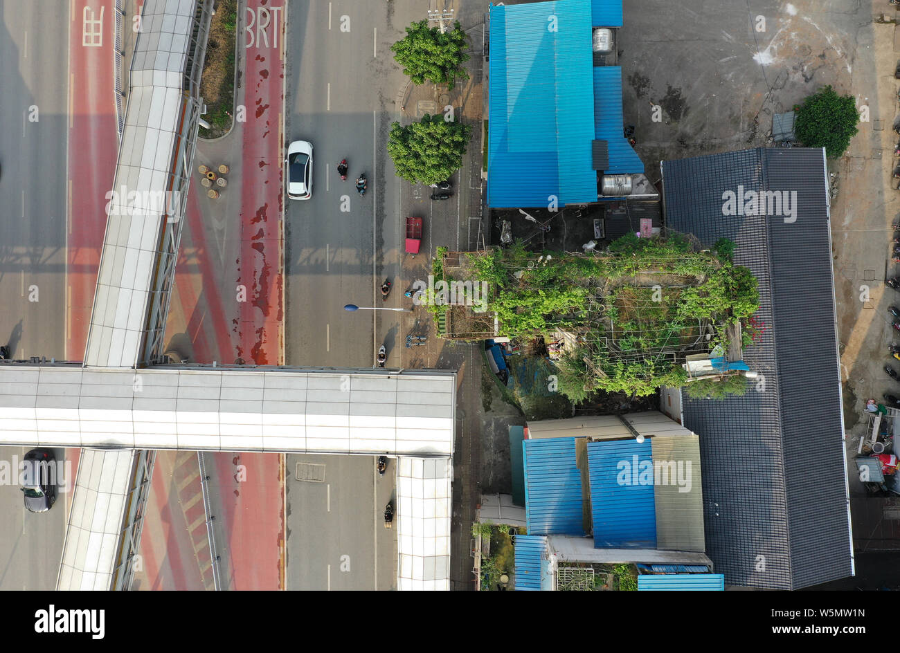 The half-demolished nine-floor residential building is pictured in ...